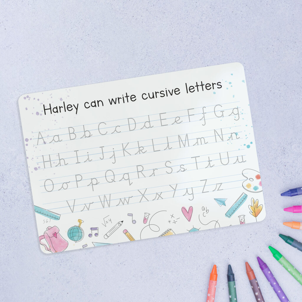 Alphabet Cursive Wipe Board - A Touch of Sparkle