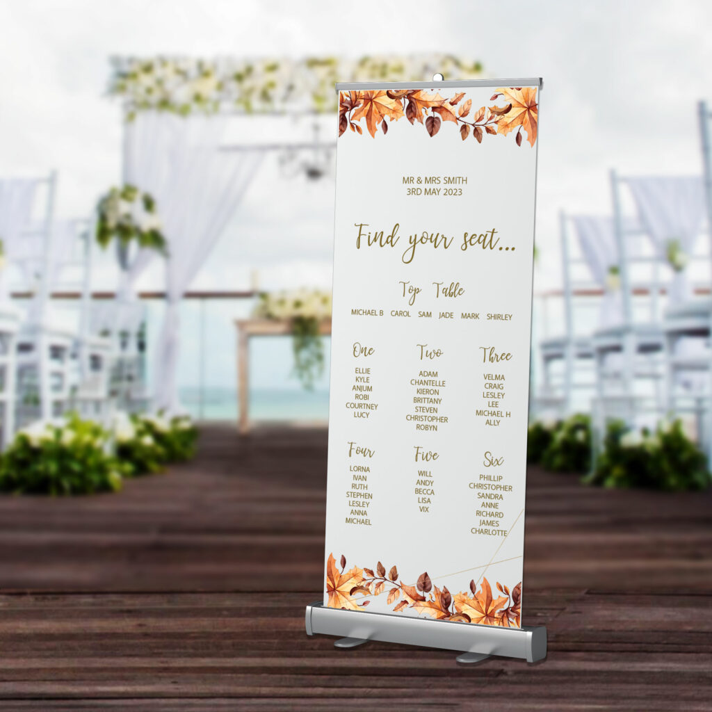Personalised Roller / Pop Up Banner Seating Plan - Autumn - A Touch of ...
